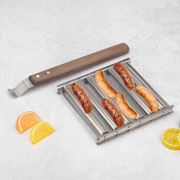 🔥Venta caliente de acero inoxidable BBQ Hot Dog Rack con mango de made ...